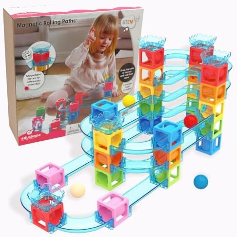 Amazon.com : Edushape Magnetic Rolling Paths Marble Run STEM Baby Toy ...