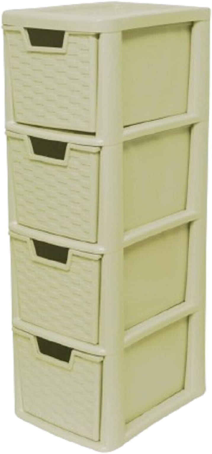 KYY’Z 4 Drawer Storage Unit Black Rattan Effect A5 Medium Plastic ...