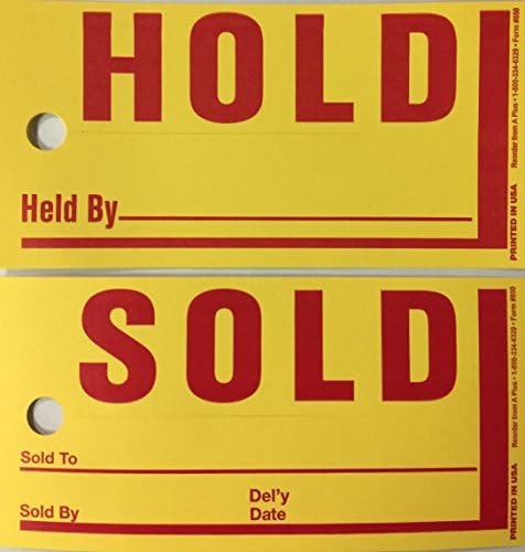 Amazon.com : Sold/Hold Tags for Car Dealerships - Jumbo Size - 4" x 8 ...