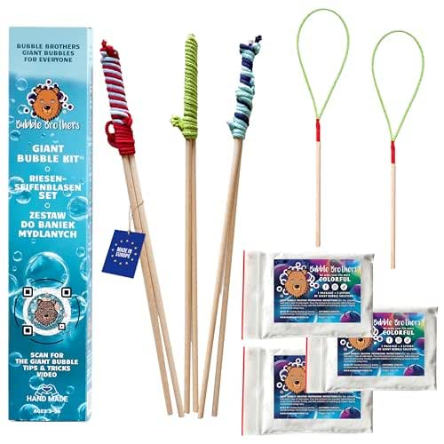 Bubble Brothers Giant Bubble Kit for Kids 5 Bubble Wand and 15 Liters ...