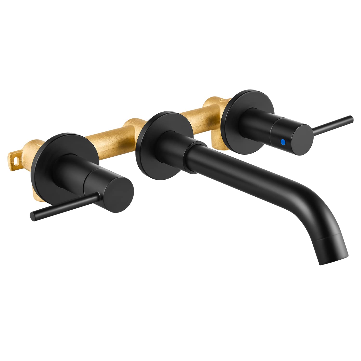 Airuida Bathroom Wall Mount Faucet Dual Handle with 3 Hole Lavatory ...