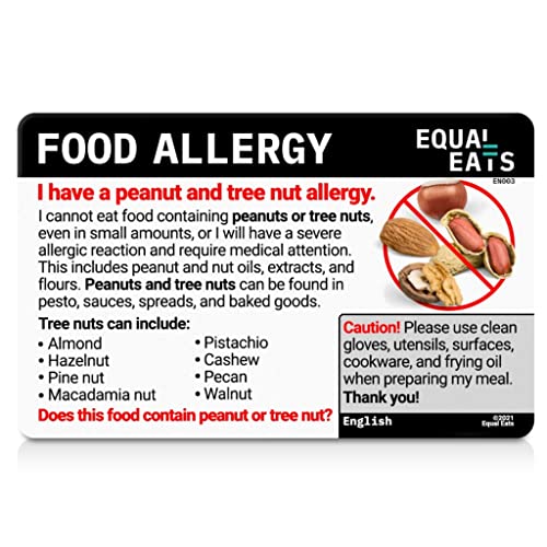 Amazon.com: Peanut and Tree Nut Allergy Translation Card - Plastic Restaurant Travel Card ...