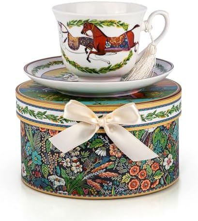 Amazon.com | STP GOODS Bone China Tea/Coffee Cup and Saucer in Gift Box ...