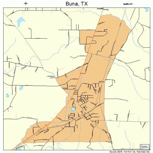 Large Street & Road Map of Buna, Texas TX - Printed poster size wall ...