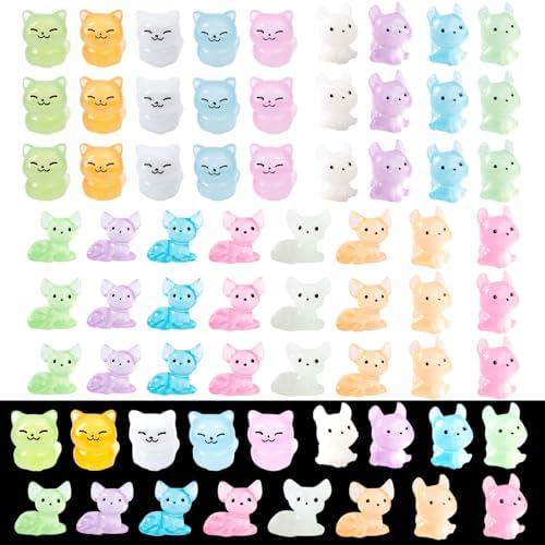Amazon.com: 68 PCS Mini Resin Craft Luminous Cat Dark Glow Figurines ...