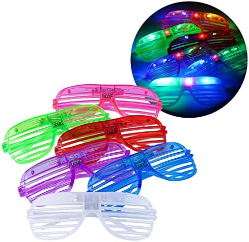 Amazon.com: 12 pieces Flashing LED Light up Slotted Shutter Sunglasses ...