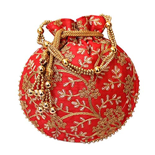 clickforall Women's Silk Ethnic Rajasthani Embroidery potali with ...