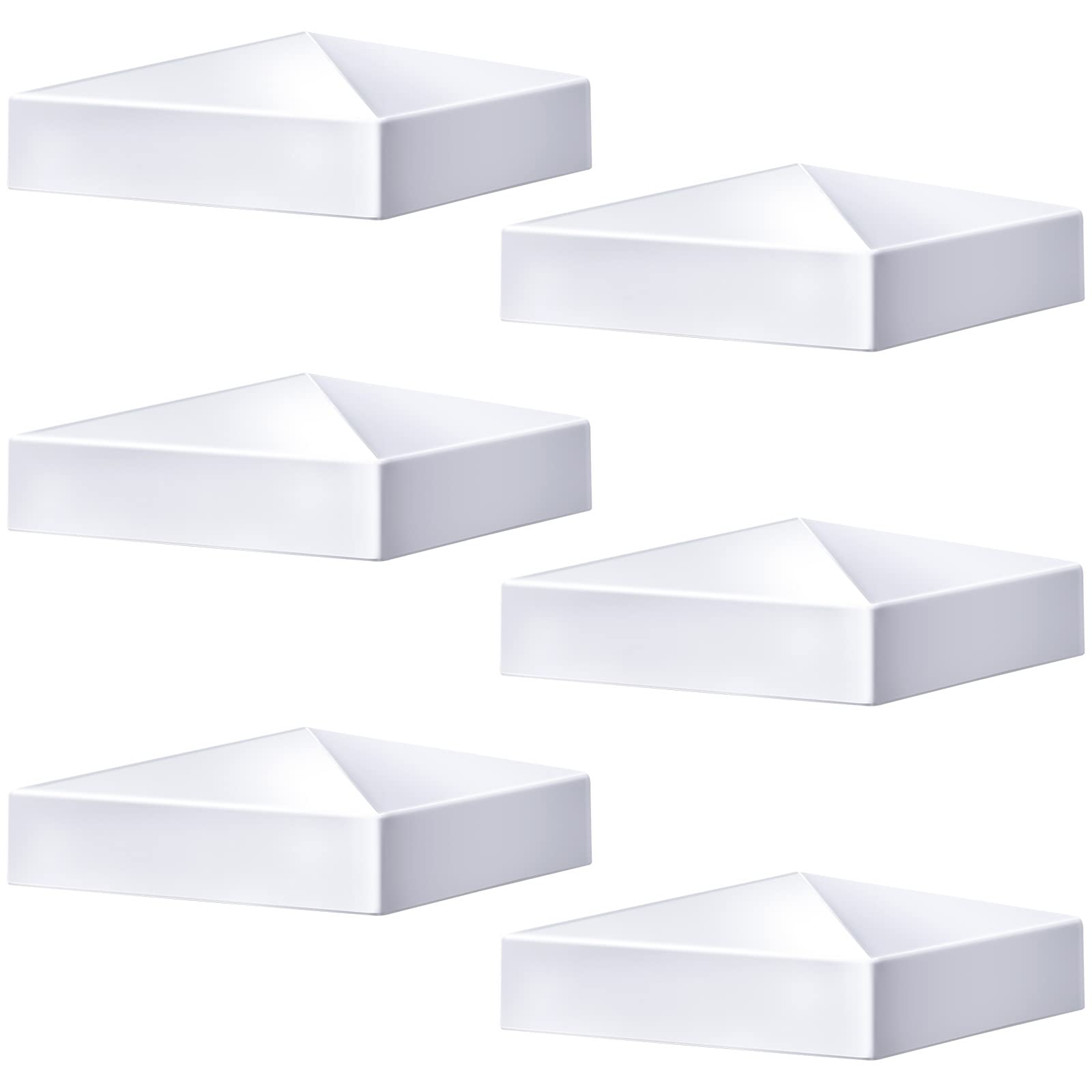 Pyramid White PVC Vinyl Post Top Caps, Fence Post Caps, Deck Post Caps ...
