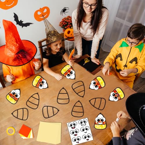 36Pcs Halloween Suncatchers Craft for Kids DIY Candy Corn Tissue Paper ...