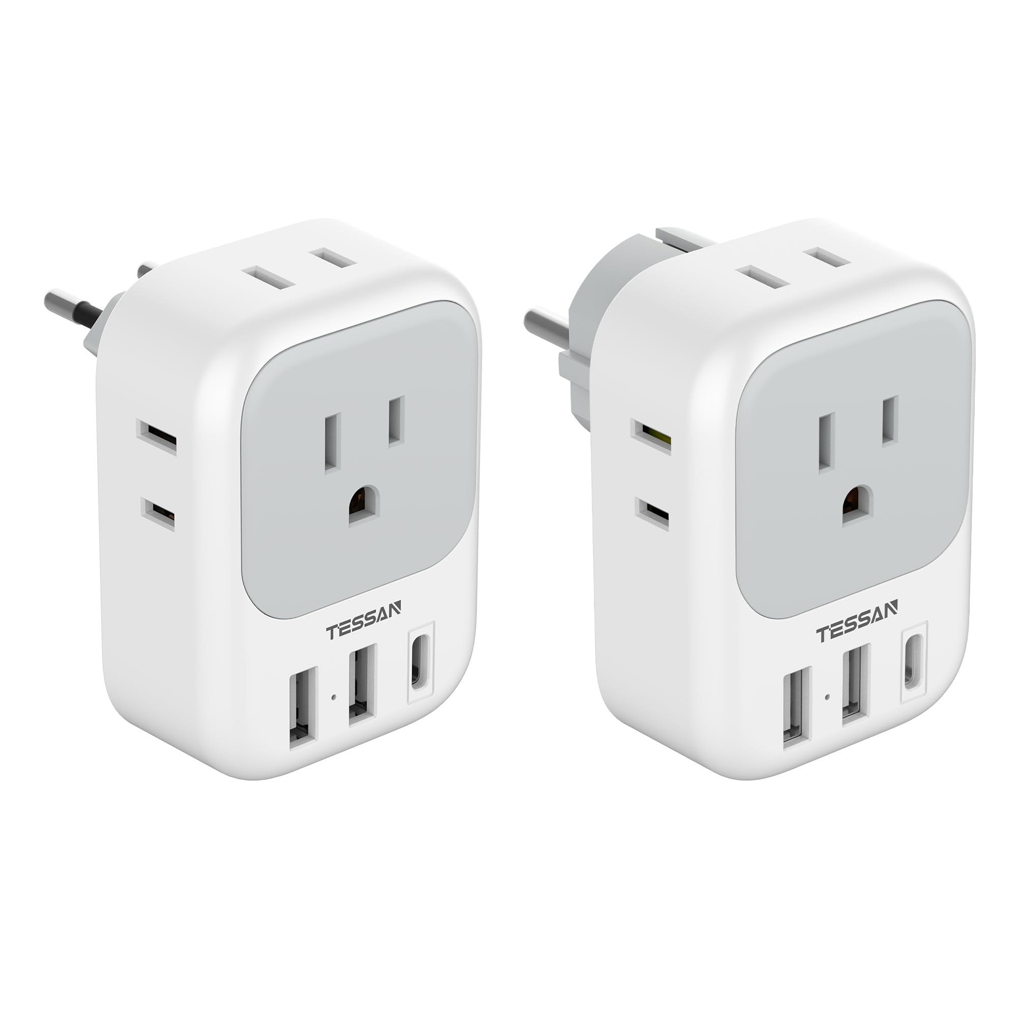Amazon.com: European Travel Plug Adapter, TESSAN US to France Plug ...