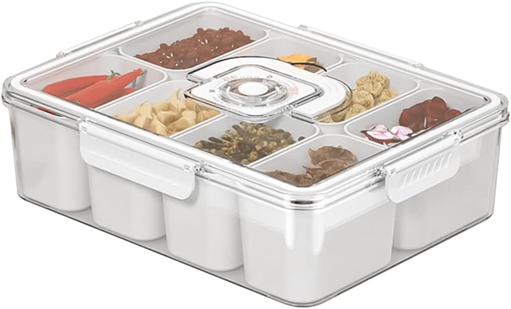 Amazon.com | Divided Serving Tray with Lid and Handle,Portable Snackle ...