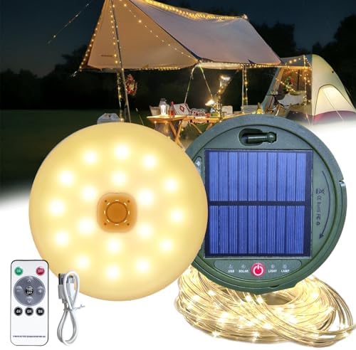 Ponwec Camping String Lights & Lanterns,49.2 ft 4500mAh Rechargeable ...