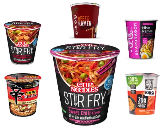 Amazon.com : Ramen Express cup Assorted pack of 6 + King Combo QR Code ...