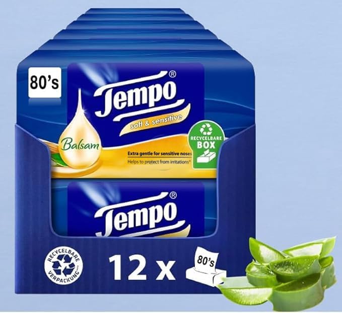 Tempo Balsam Soft & Sensitive Tissues Almond Oil Aloe Vera 80's 4ply ...