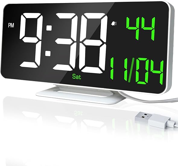 Amazon.com: COVERY LED Digital Desk Clock, Desktop Alarm Clock Digital ...