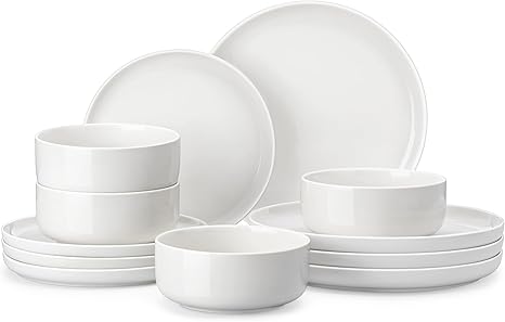 Amazon.com | MALACASA Plates and Bowls Sets, 12 Pieces Porcelain ...