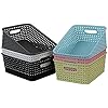 Rinboat Muti-Colour Rectangle Plastic Weave Storage Shelf Baskets, Pack ...