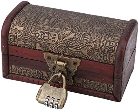 Amazon.com: Flylin Vintage Treasure Chest Box, Wood Leather Jewelry ...