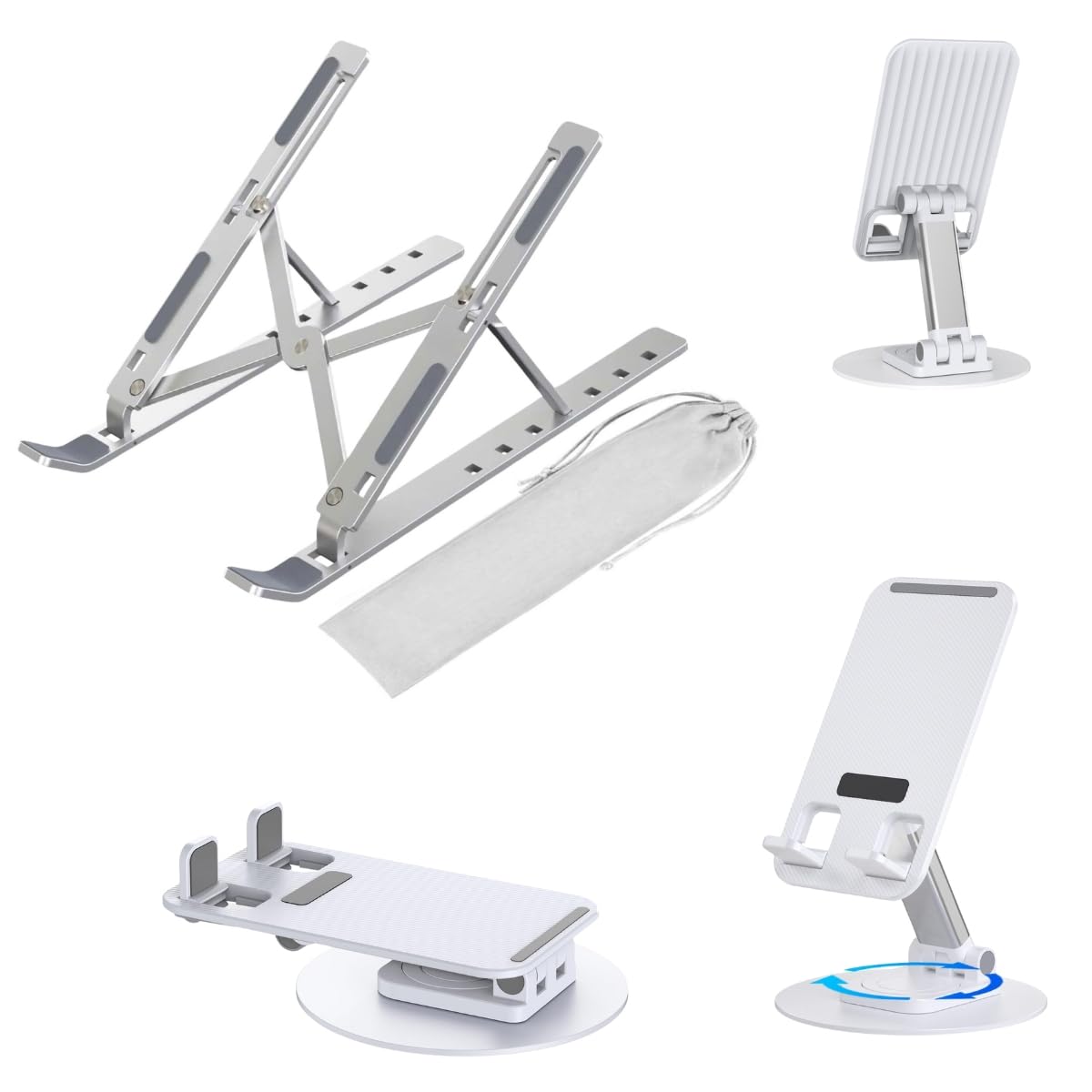 GADGETSWEAR Aluminum Laptop Stand (Combo with 360 Degree Mobile Stand ...