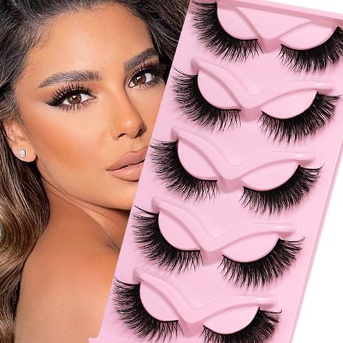 Amazon.com: Ahrikiss Cat Eye Lashes Wispy, False Eyelashes Natural Look, Faux Mink Lashes Pack ...
