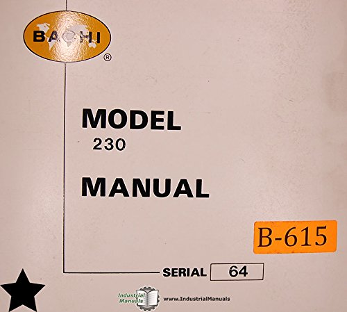 Bachi Model 230, Coil Winding Machine, Parts Assemblies and Electrical ...