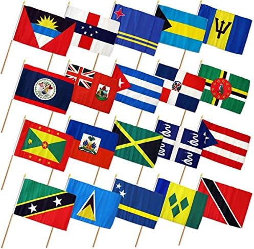 Amazon.com : (12x18in) Set Of 20 Caribbean Stick Flags : Patio, Lawn ...