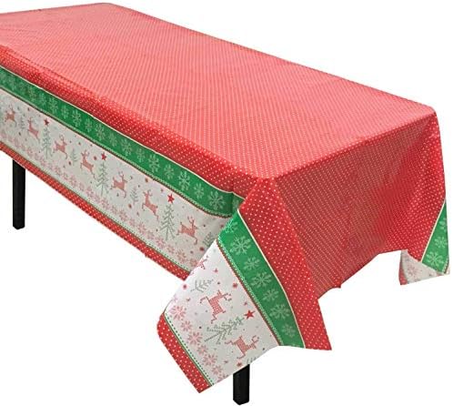 Amazon.com: Joysail Christmas Tablecloth Plastic - Disposable Christmas ...