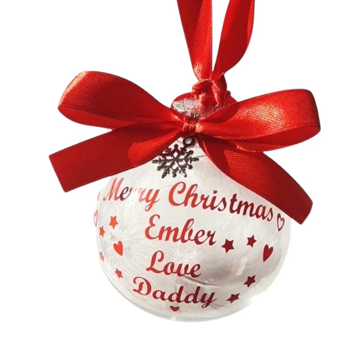 Personalised Custom Bauble - In Your Choice of Wording! Ribbon/Print ...