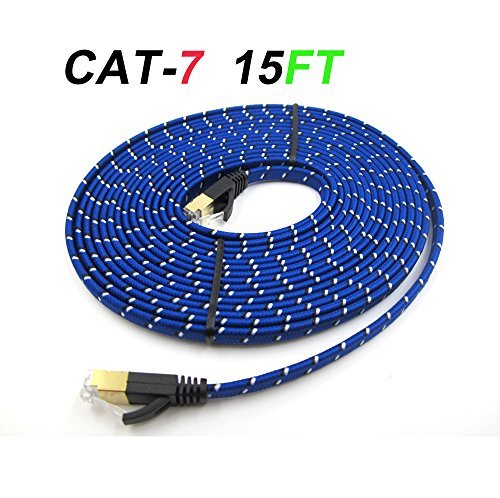 Amazon.com: Cat 7 Ethernet Cable 15 ft Blue with Braid – 10GB Fastest ...
