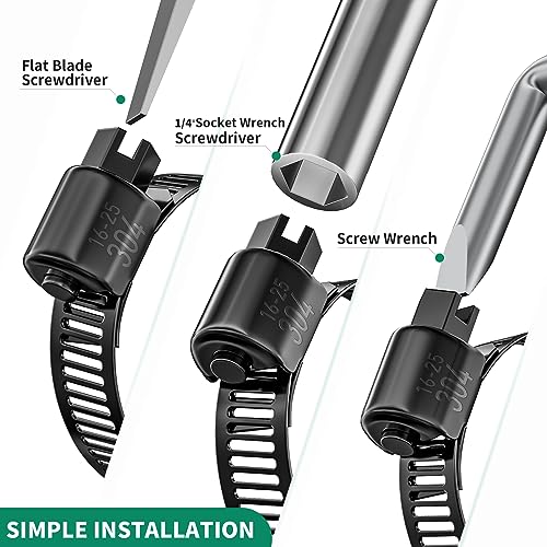 Snapklik.com : 10PCS 12 Black Hose Clamp,Adjustable 27-51mm Small Hose ...