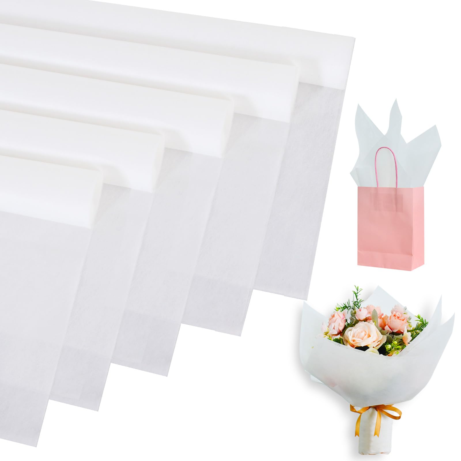Amazon.com: BEISHIDA 20 Sheet White Wrapping Paper Korean Cotton ...