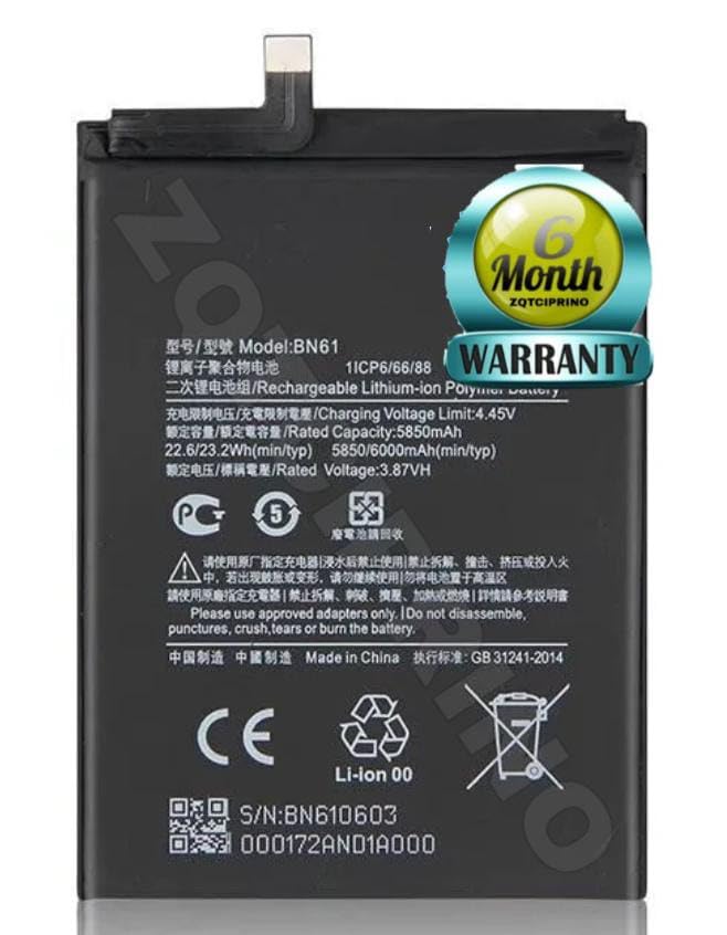 ZQTCIPRINO® Original BN61 Battery for Xiaomi Poco X3 MZB07Z0IN Battery ...