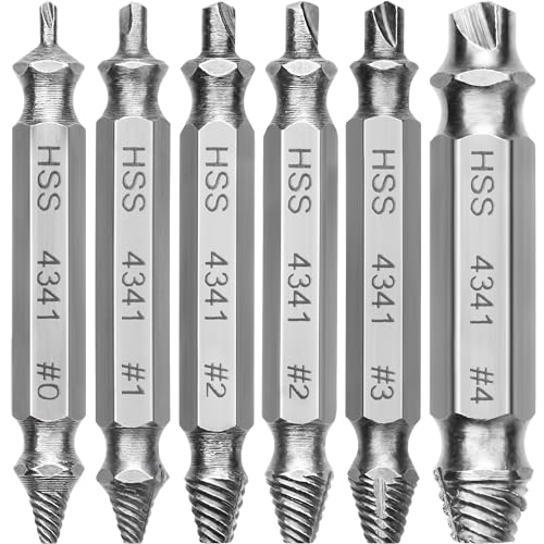 Double-Sided Screw Extractor Set (6 pc, Stainless Steel), Stripped ...