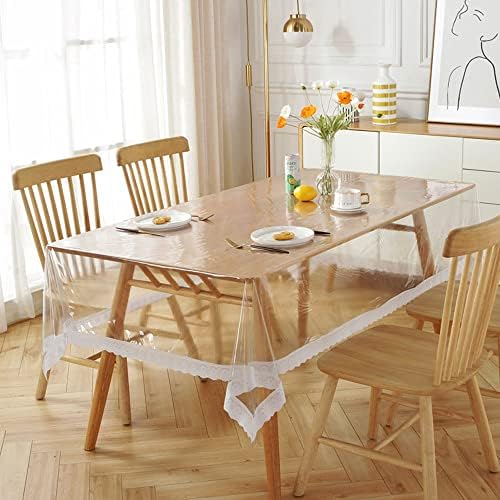 TWUTGAYW Clear Plastic Tablecloth Protector, Rectangular Waterproof ...