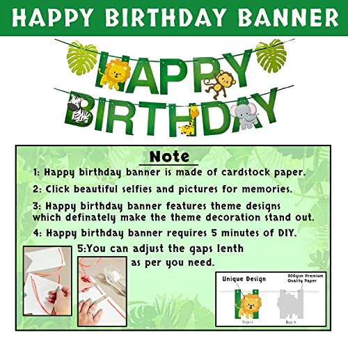 Party Propz Jungle theme Swirls and Happy Birthday Banner for Jungle ...