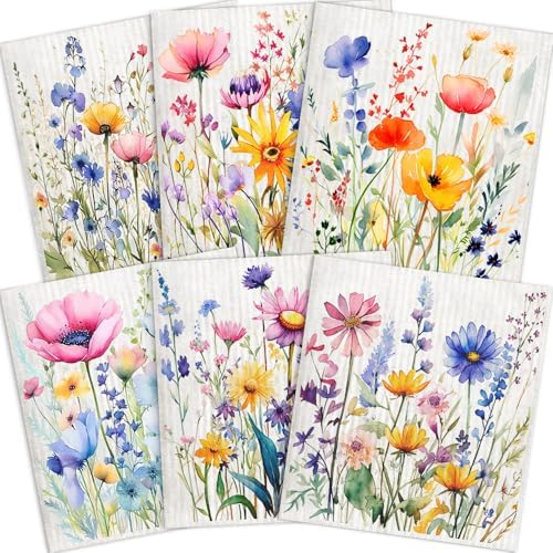 Amazon.com: Flowing Fun Swedish Dishcloths for Kitchen – 6 Pack ...