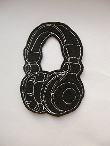 Amazon.com: Black and white headphones patch - embroidered patch ...
