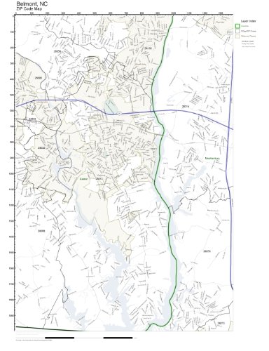 ZIP Code Wall Map of Belmont, NC ZIP Code Map Not Laminated: Amazon.com ...