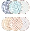 Nicola Spring Hand-Printed Side Plates - 18cm - 6 Colours - Pack of 6 ...