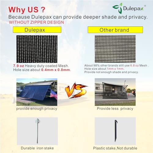 Snapklik.com : Dulepax RV Awning Shade Screen 8X203 Black Mesh RV ...