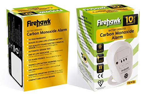 Firehawk CO7B-10Y Carbon Monoxide Alarm Detector with 10 Year Battery ...