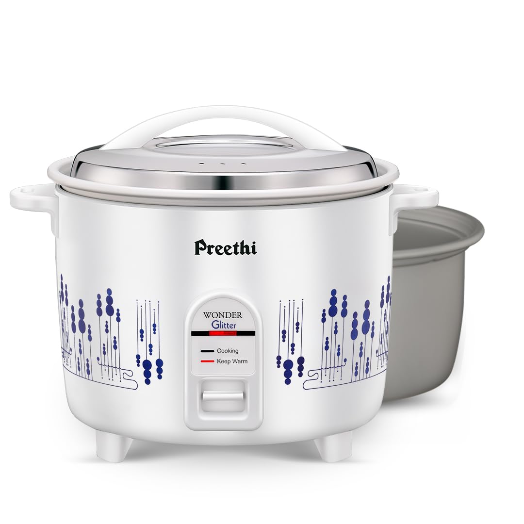 Buy Preethi Glitter Electric Cooker, 1.8 Liters with Double Pan - White ...