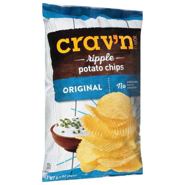 Amazon.com: Crav'n Flavor, Potato Chips, Original, Ripple , 8.5 OZ