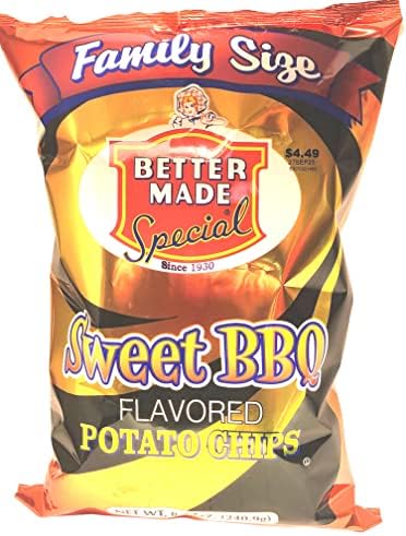 Amazon.com: Better Made Family Size Sweet BBQ flavored potato chips 8.5 ...