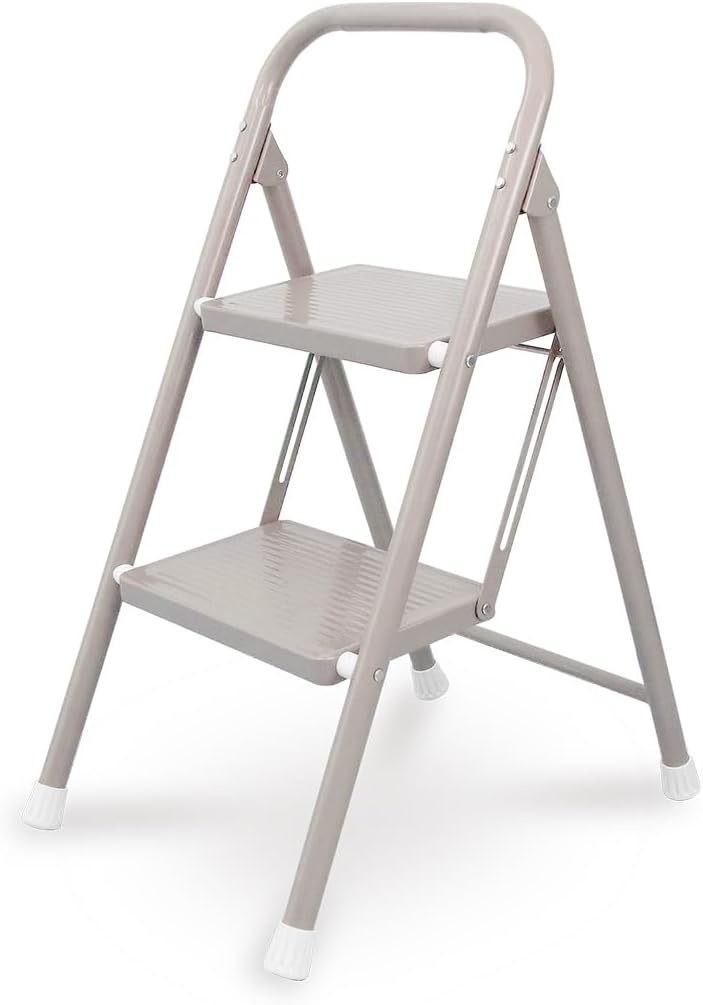 Amazon｜WEIMALL 脚立 2段 折りたたみ 踏み台 耐荷重150kg ステップスツール はしご ステップ台 ステップラダー インテリア ハンドル付き（2段・ベージュ） STP02BE ...