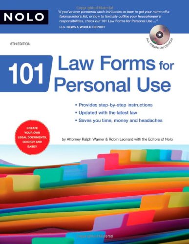Amazon.com: 101 Law Forms for Personal Use (Book & CD-Rom): 9781413307122: Ralph E. Warner ...