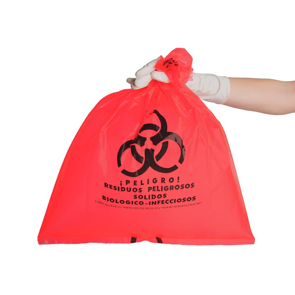 100 Bolsas RPBI para Residuos Peligrosos Biológico Infecciosos de 46 x ...