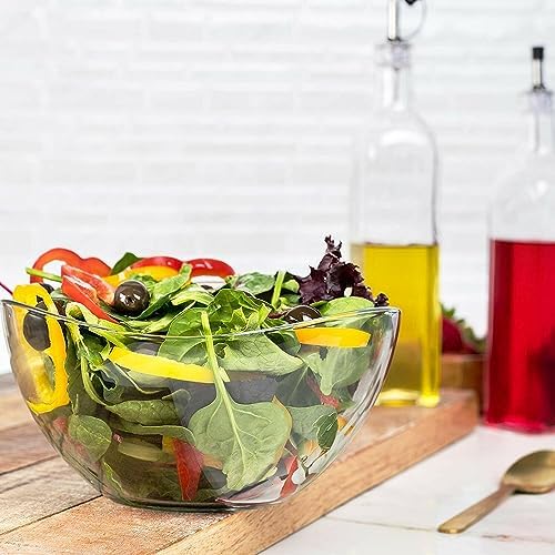 Amazon.com | Large Glass Serving Fruit Bowl Clear Kitchen Mixing ...