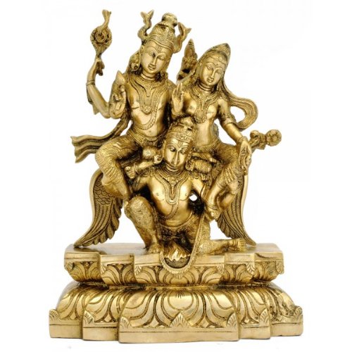 Gangesindia Hindu God and Goddess Laxmi Narayan on Garuda Brass Statue ...