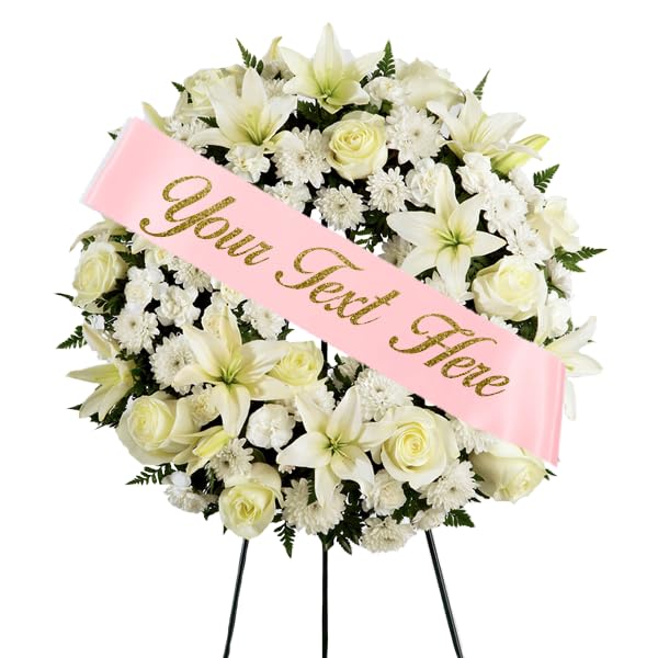 Amazon.com: Satin Ribbon Funeral Sash with Custom Gold Glitter Text, 2 ...